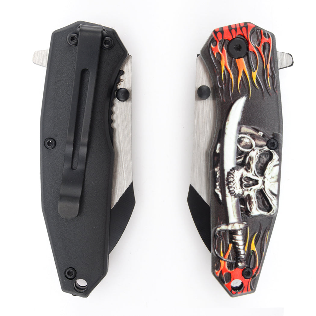 14657 - Defender-Xtreme 7" Skull Design ABS Handle 3CR13 Steel – Mega ...